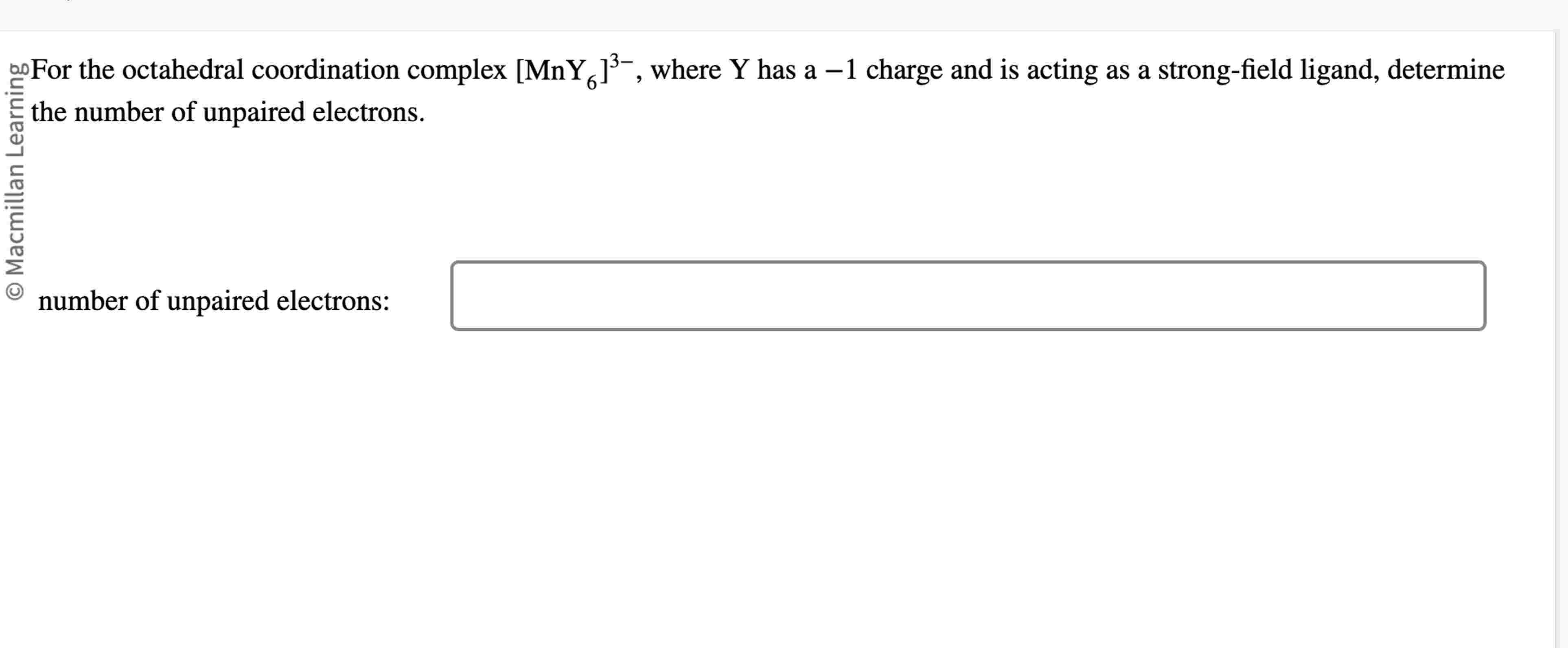 Solved For the octahedral coordination complex | Chegg.com