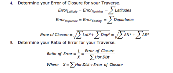 Solved 4. Determine your Error of Closure for your Traverse. | Chegg.com