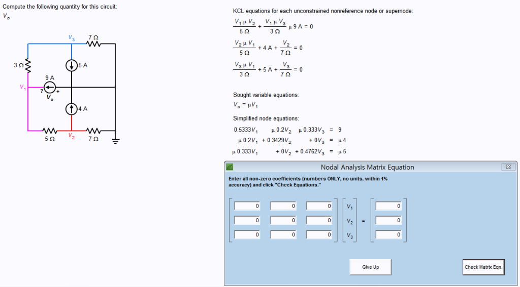 Solved Compute the following quantity for this circuit: V. + | Chegg.com