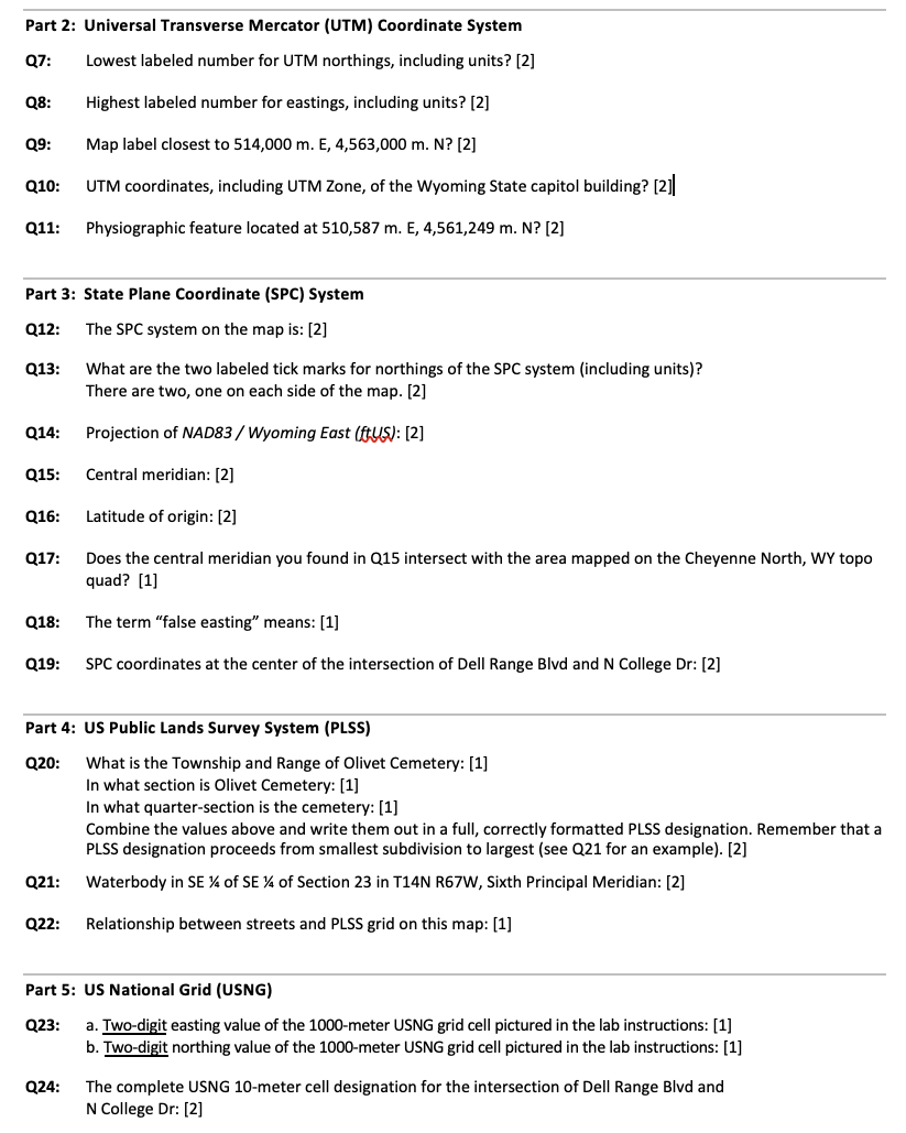Solved Part 2: Universal Transverse Mercator (UTM) | Chegg.com
