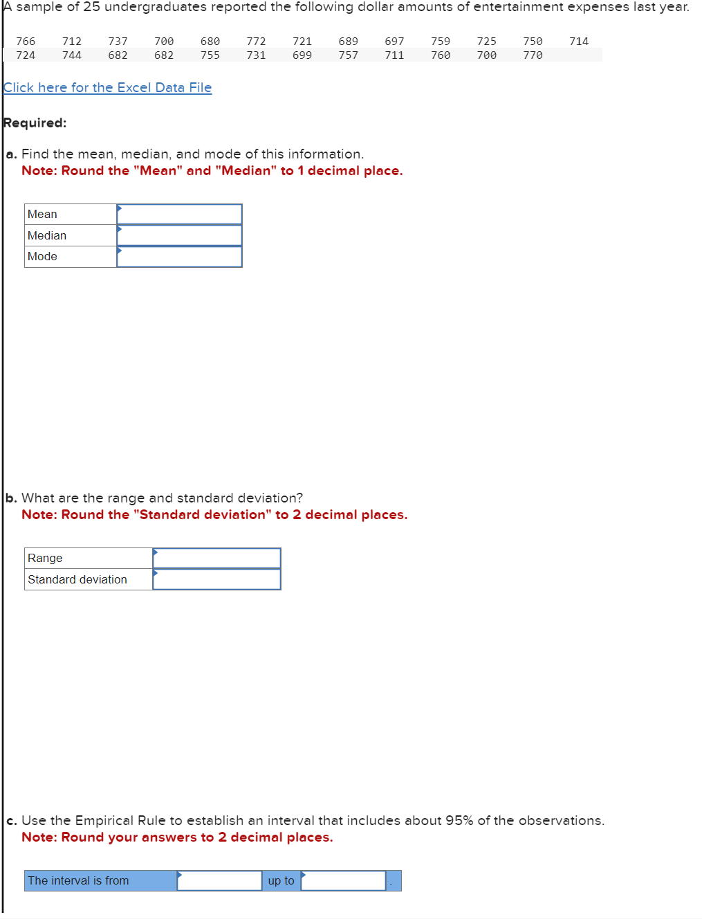 Solved Click here for the Excel Data File Required: a. Find | Chegg.com