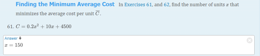 Finding the Minimum Average Cost In Exercises 61, and | Chegg.com