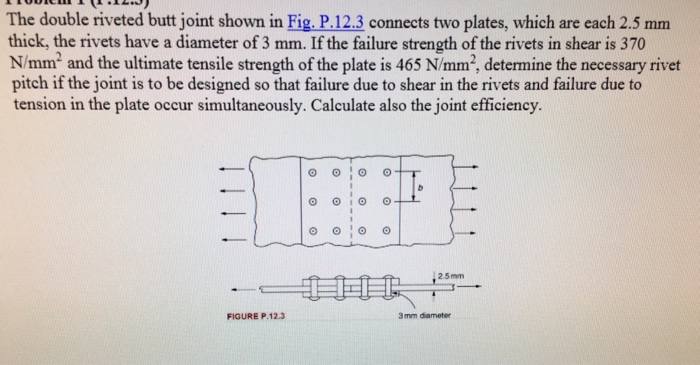 Solved The double riveted butt joint shown in Fig, P.12.3 | Chegg.com