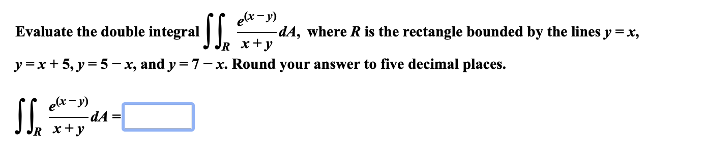 Solved elx - y) Evaluate the double integral -dĀ, where R is | Chegg.com