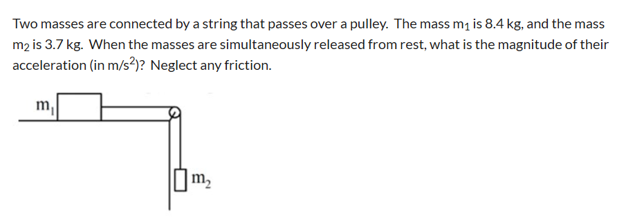 Solved Two masses are connected by a string that passes over | Chegg.com