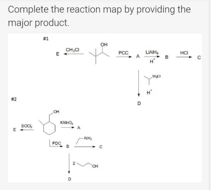 Solved Complete the reaction map by providing the major | Chegg.com