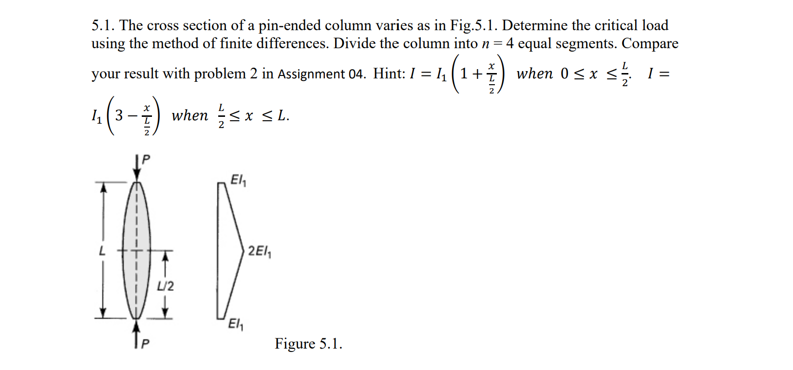 Solved 5.1. The cross section of a pin-ended column varies | Chegg.com