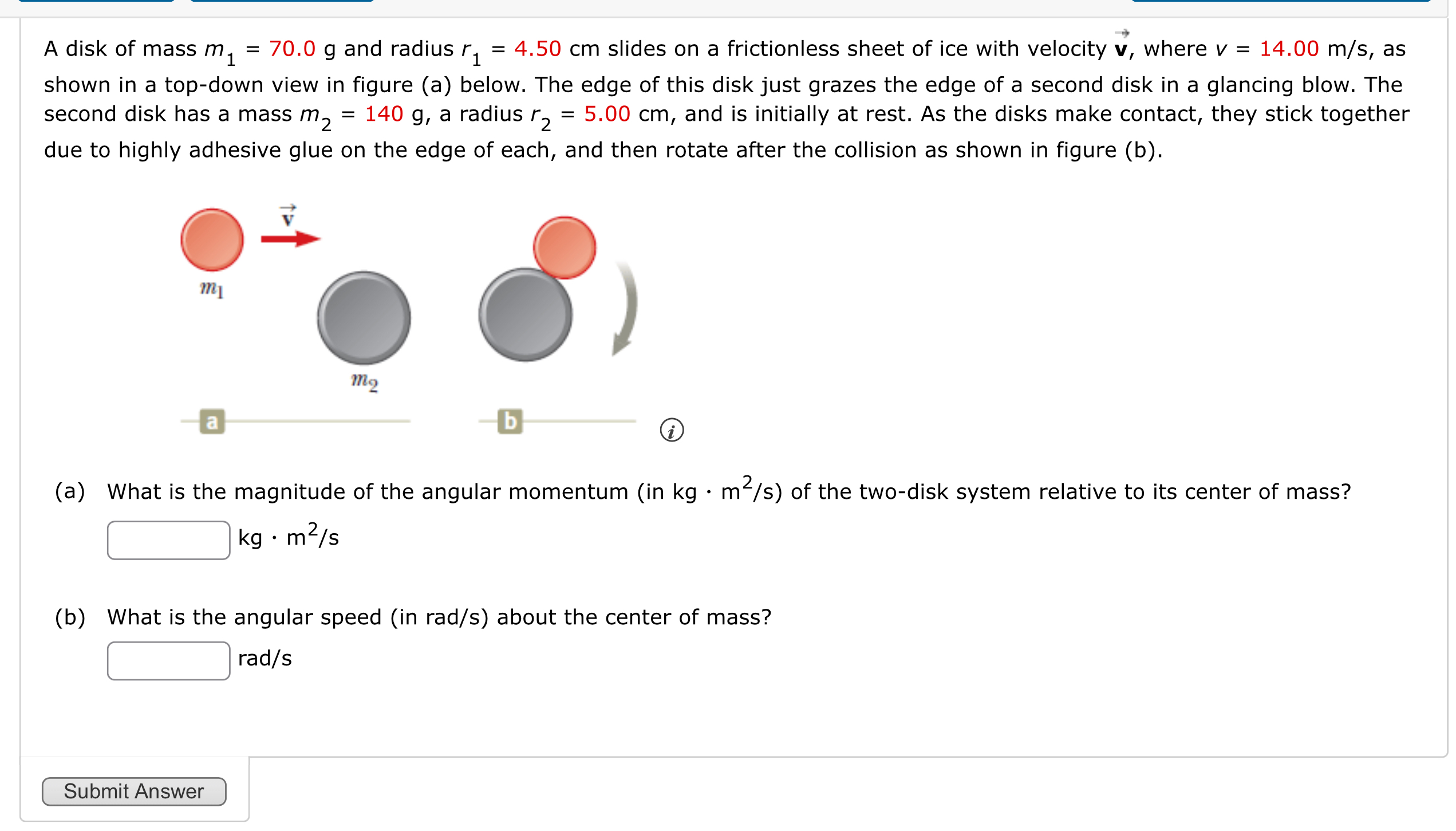 Solved A disk of ﻿mass m1=70.0g ﻿and radius r1=4.50cm | Chegg.com
