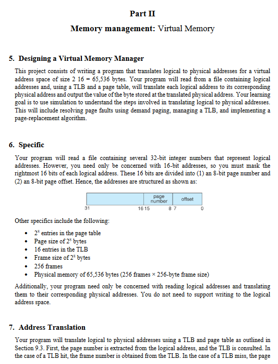 Solved Part II Memory management: Virtual Memory 5. | Chegg.com