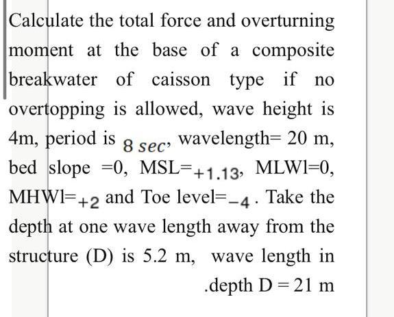 Calculate the total force and overturning moment at | Chegg.com