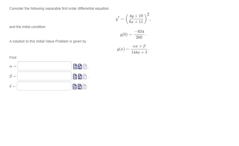 Solved Consider The Following Separable First Order
