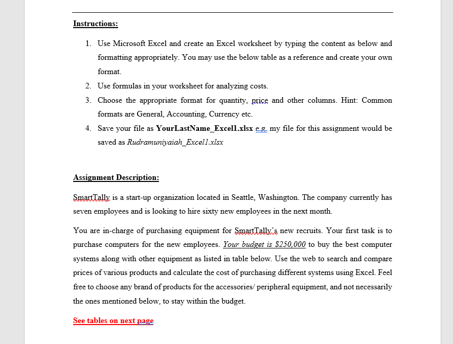Solved Instructions: 1. Use Microsoft Excel and create an | Chegg.com