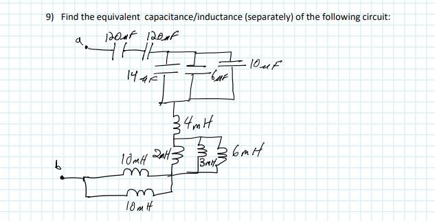Solved 9) Find the equivalent capacitance/inductance | Chegg.com