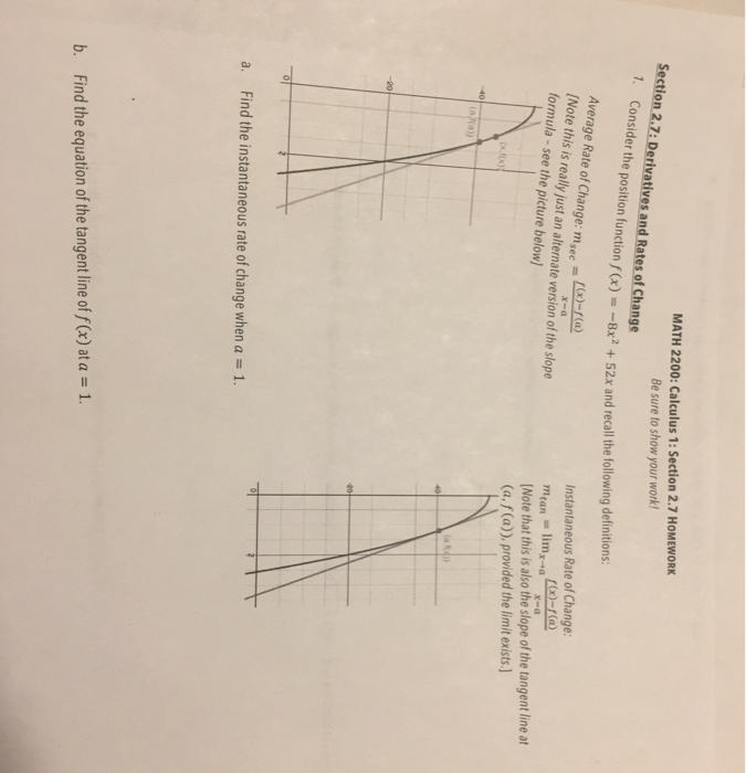 Solved MATH 2200: Calculus 1: Section 2.7 HOMEWORK Be sure | Chegg.com