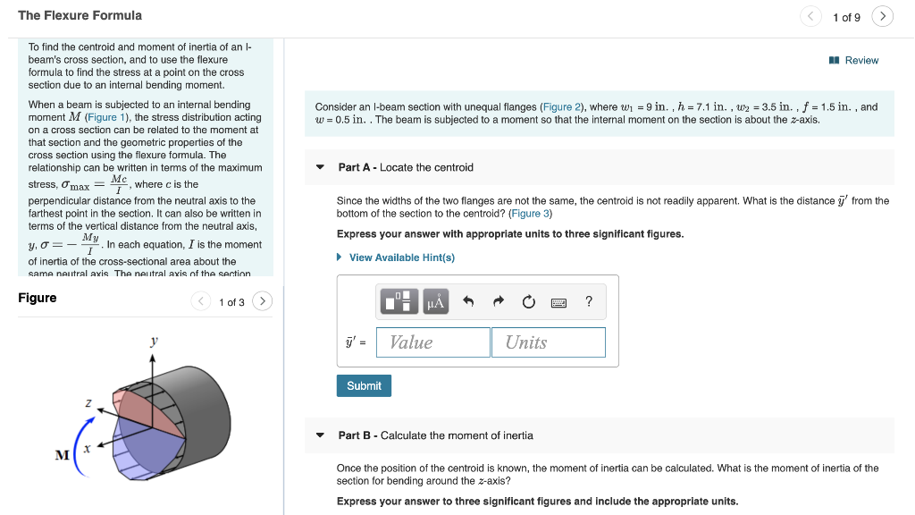 Solved The Flexure Formula To find the centroid | Chegg.com
