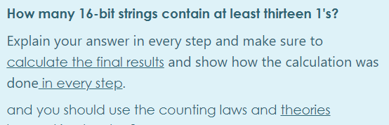 Solved How many 16-bit strings contain at least thirteen | Chegg.com