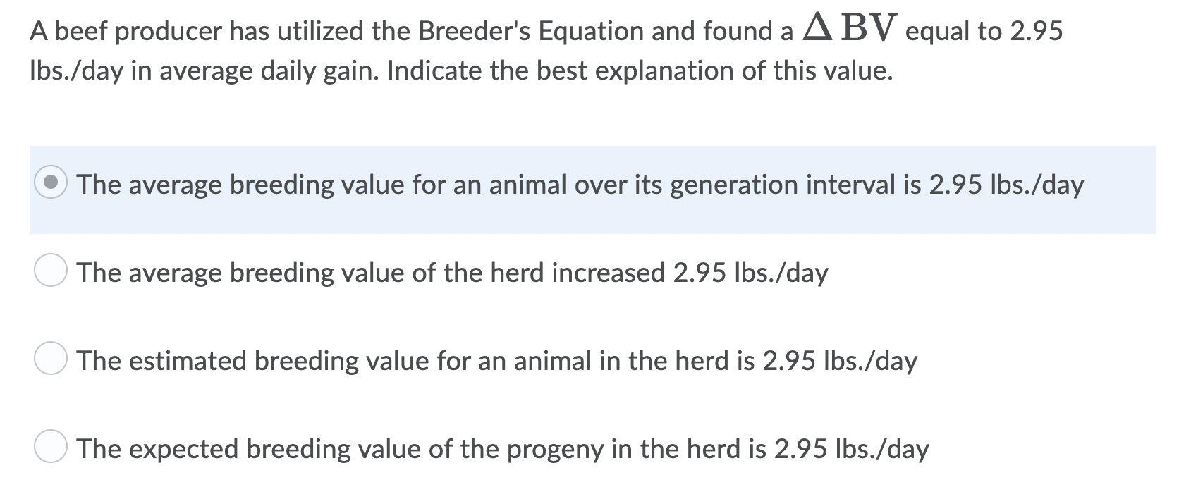 Solved a A beef producer has utilized the Breeder's Equation | Chegg.com