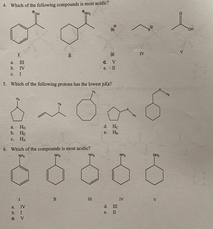 Solved 4. Which of the following compounds is most acidic? | Chegg.com