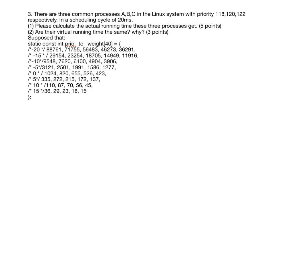 3. There are three common processes A,B,C in the | Chegg.com