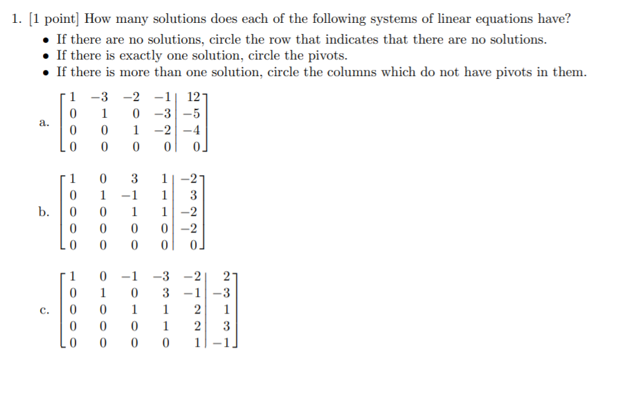 Solved 1. [1 point] How many solutions does each of the | Chegg.com