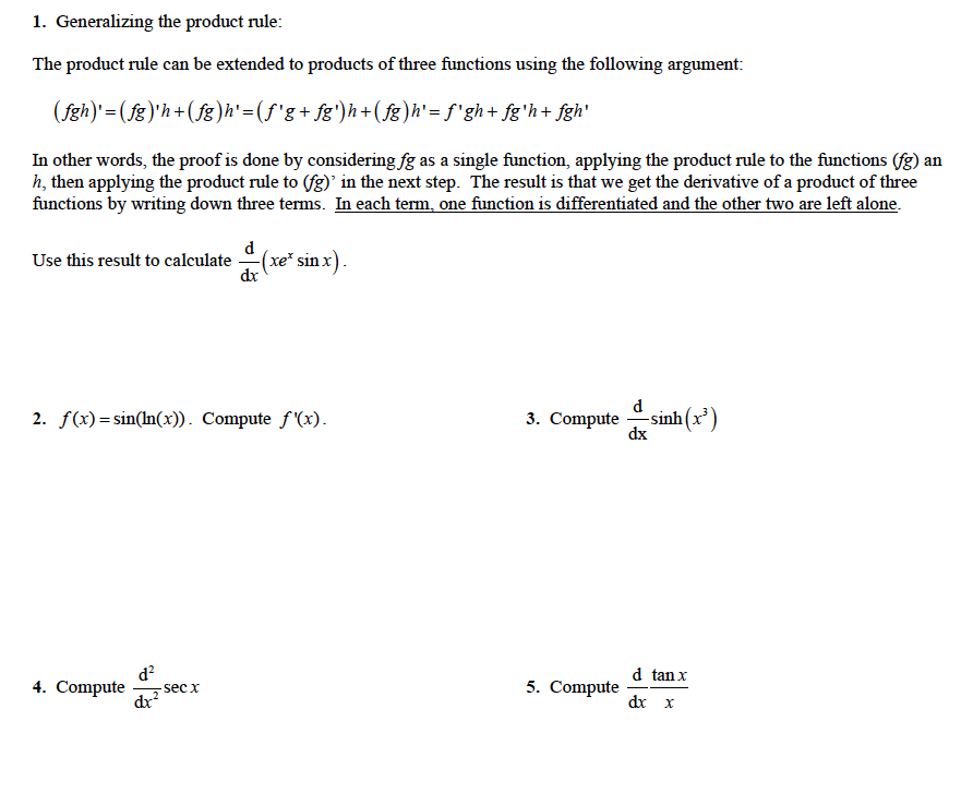Solved 1. Generalizing the product rule: The product rule | Chegg.com