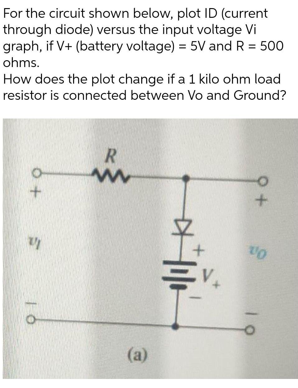 Solved - = For the circuit shown below, plot ID (current | Chegg.com