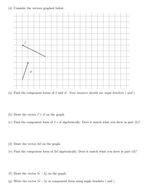 Solved (4) Consider the vectors graphed below: (a) Find the | Chegg.com
