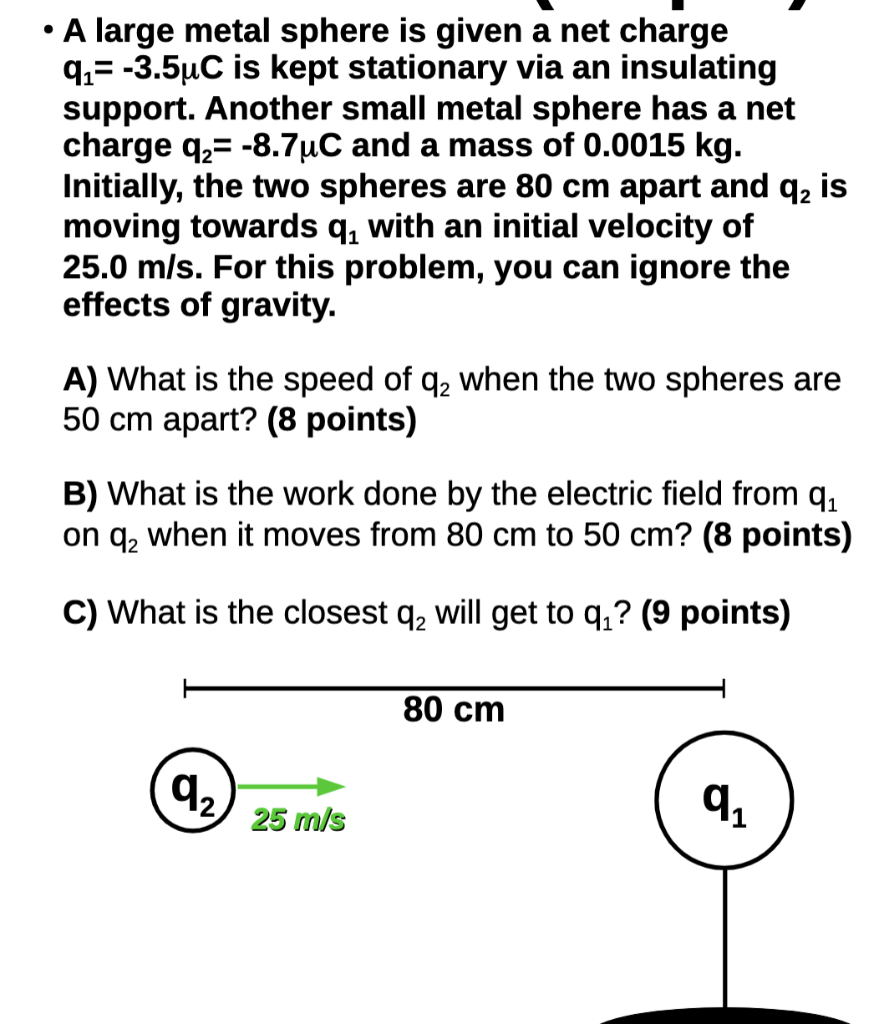 Solved - A large metal sphere is given a net charge | Chegg.com