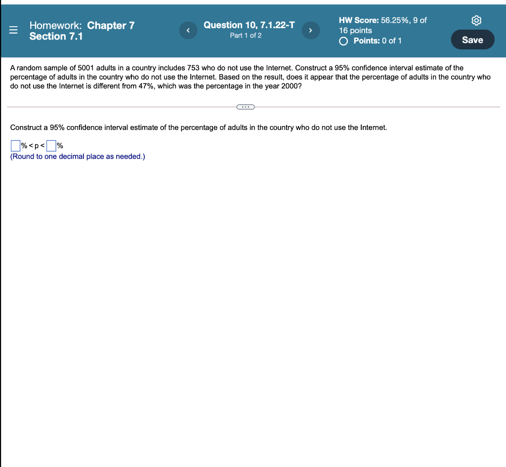 Solved III Homework: Chapter 7 Section 7.1 Question 10, | Chegg.com