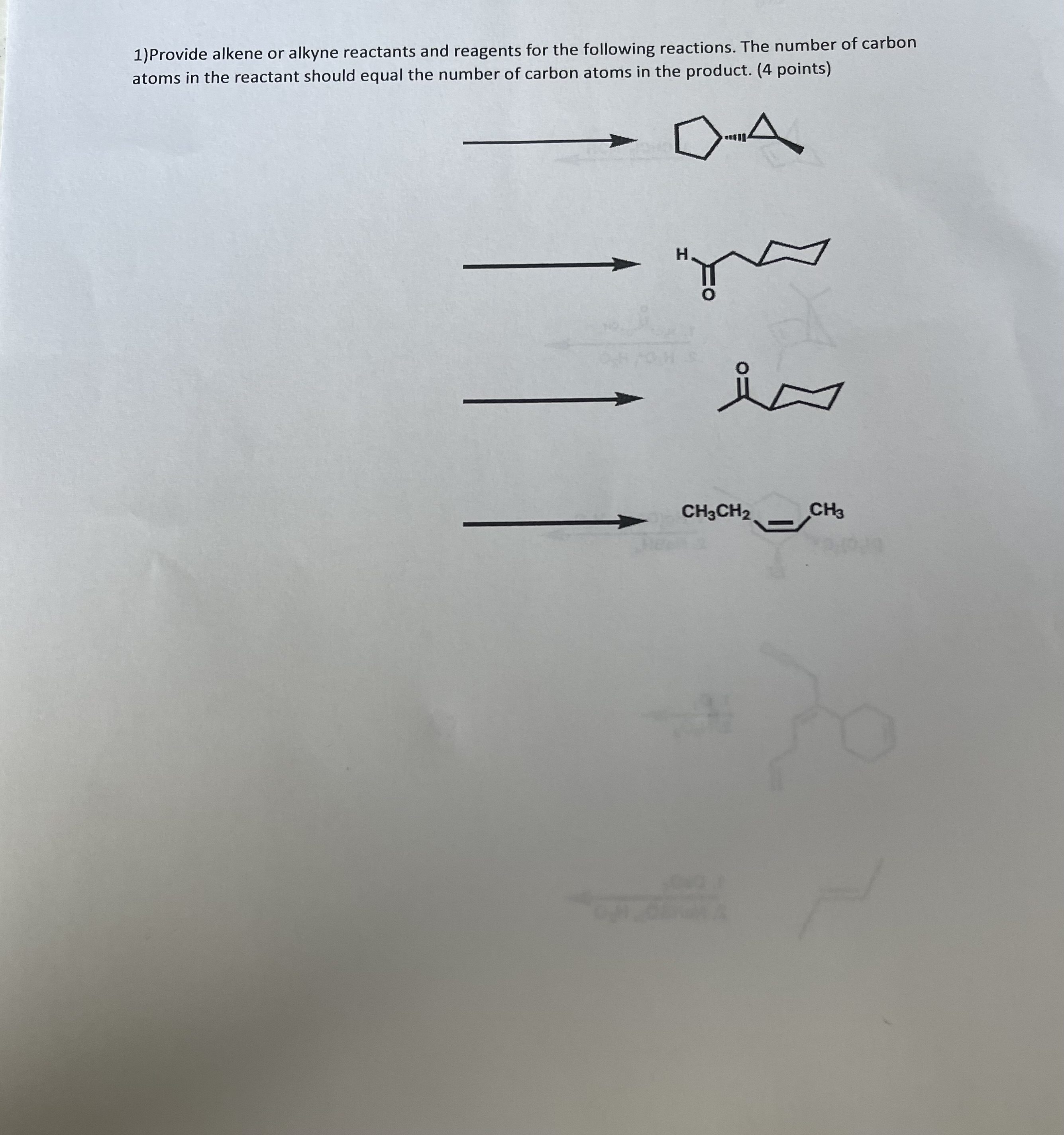 Solved Provide alkene or alkyne reactants and reagents for | Chegg.com