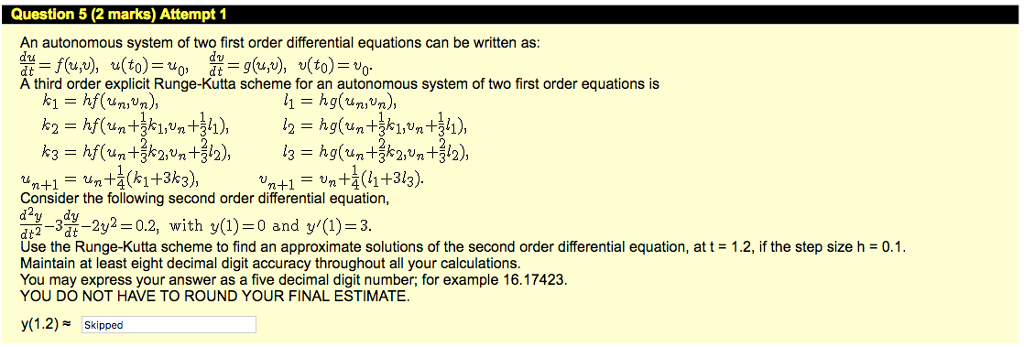 Solved Question 5 (2 marks) Attempt 1 An autonomous system | Chegg.com