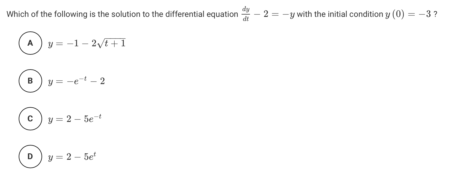 Solved Which of the following is the solution to the | Chegg.com