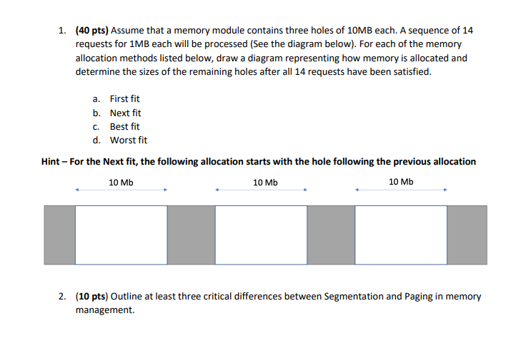Solved 1. ( 40 pts) Assume that a memory module contains | Chegg.com