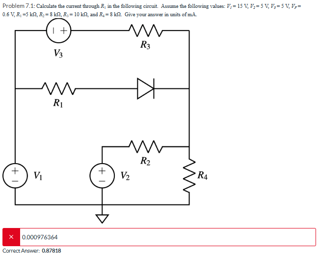 Solved Problem 7 1 Calculate The Current Through R1 In The