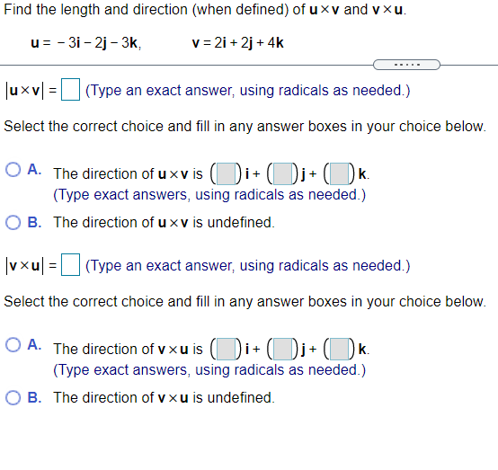 Solved Find the length and direction (when defined) of uxy | Chegg.com