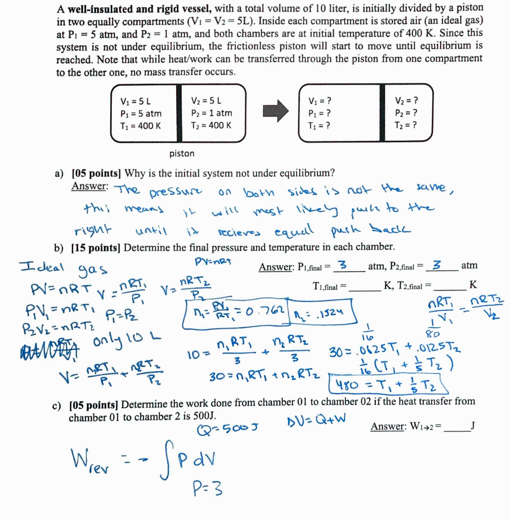 Solved A well-insulated and rigid vessel, with a total | Chegg.com