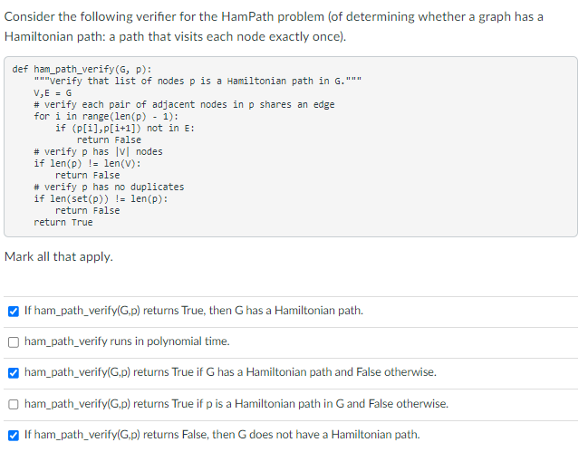 Solved Consider the following verifier for the HamPath | Chegg.com