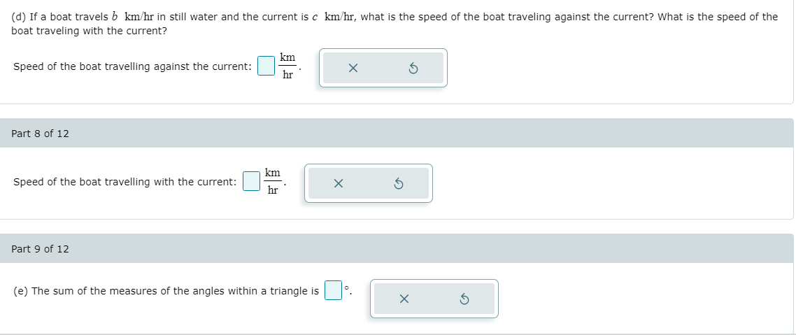 Solved (d) If a boat travels b km/hr in still water and the | Chegg.com
