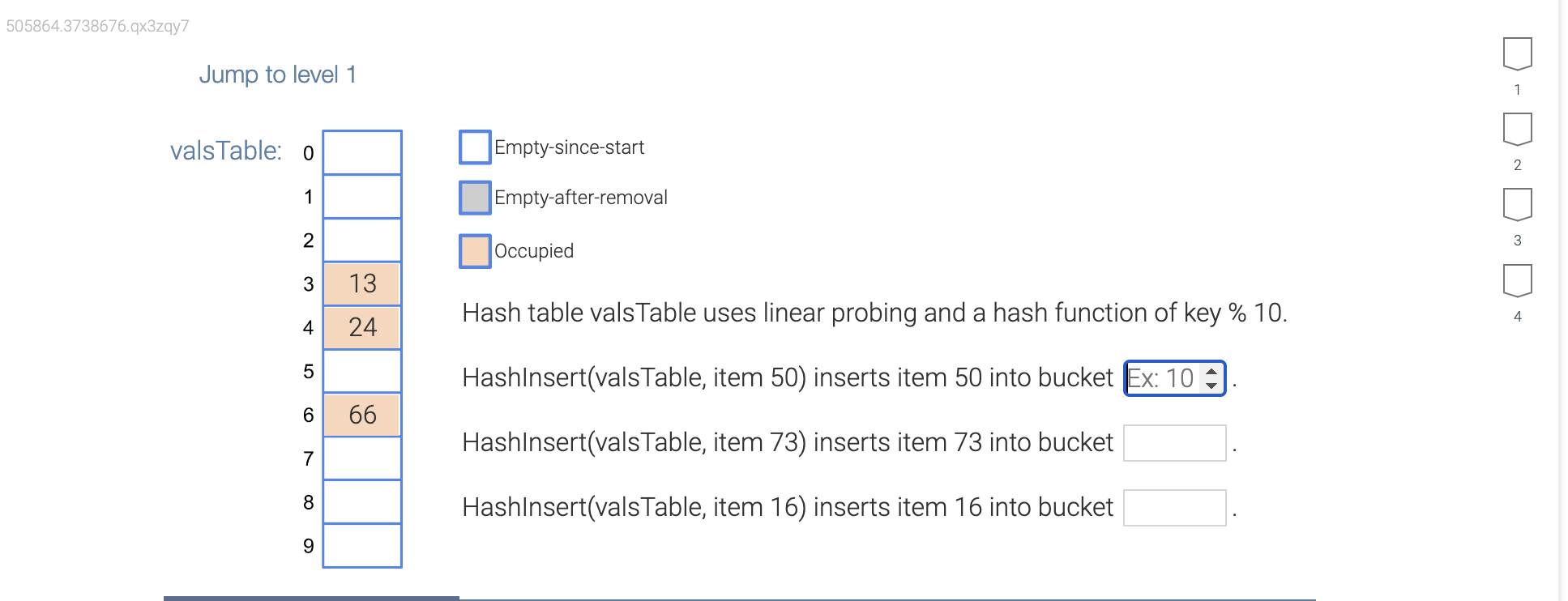 Solved Empty-since-start Empty-after-removal Occupied Hash | Chegg.com