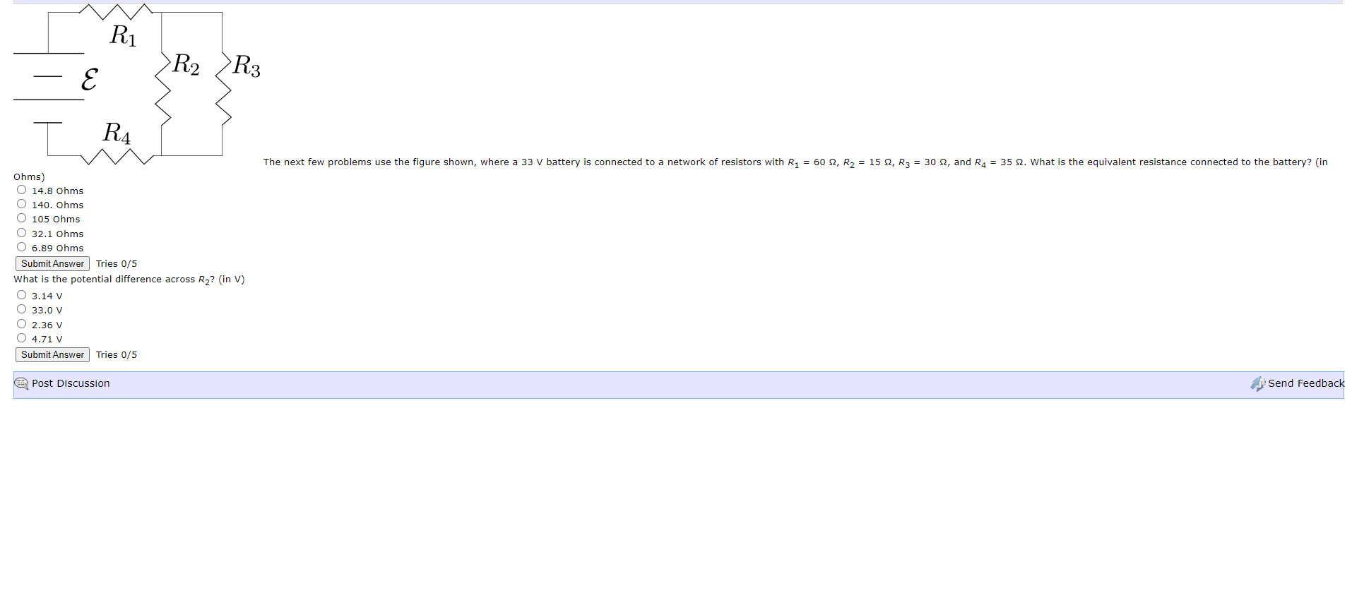 Solved Ri >R2 R3 E R4 The next few problems use the figure | Chegg.com