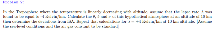 Solved In the Troposphere where the temperature is linearly | Chegg.com