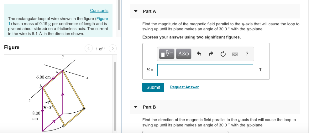 Solved Constants Part A The rectangular loop of wire shown | Chegg.com