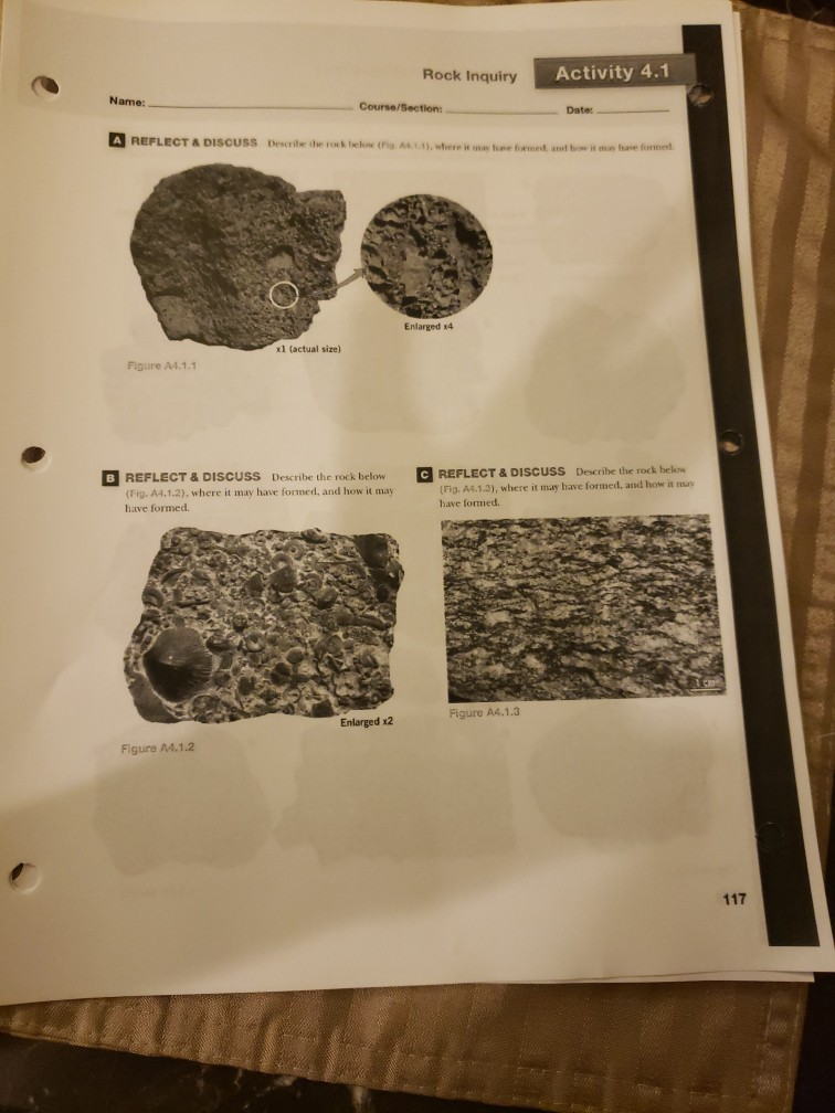 Solved Activity 4.1 Rock Inquiry Name: Course/Sectlon: Date | Chegg.com