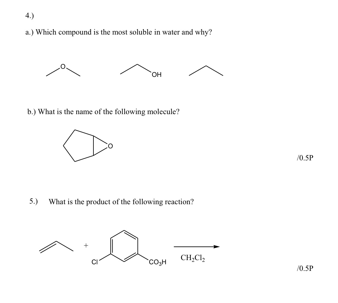 Solved a.) Which compound is the most soluble in water and | Chegg.com