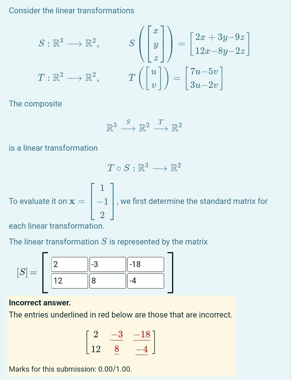 Solved Consider the linear transformations | Chegg.com