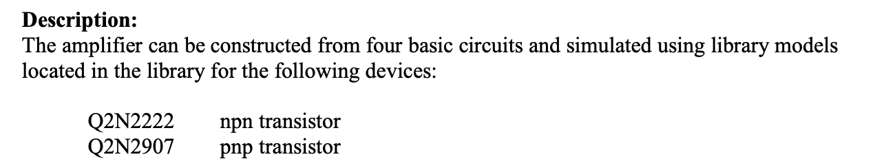 Solved Description: The amplifier can be constructed from | Chegg.com