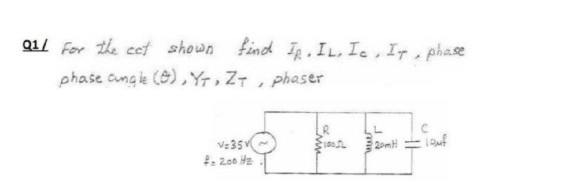 Solved 91/ for the cat shown find If. IL. Ic, It phase phase | Chegg.com