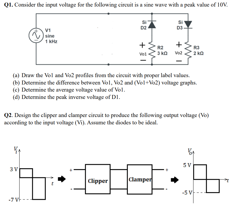 (a) Draw the Vo1 and Vo2 profiles from the circuit | Chegg.com