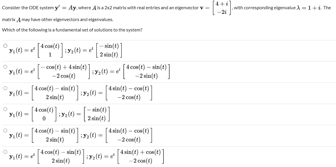 Solved Consider the ODE system y' = Ay, where A is a 2x2 | Chegg.com