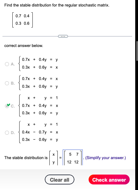 Solved Find the stable distribution for the regular | Chegg.com